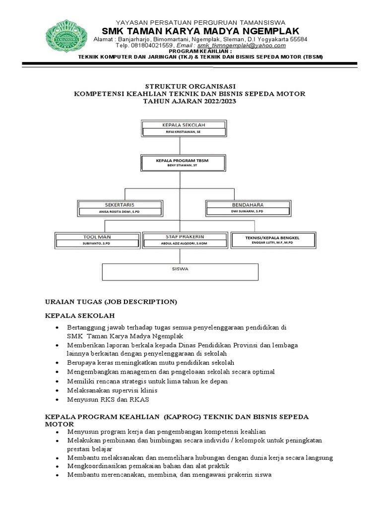 Struktur Organisasi TBSM | PDF