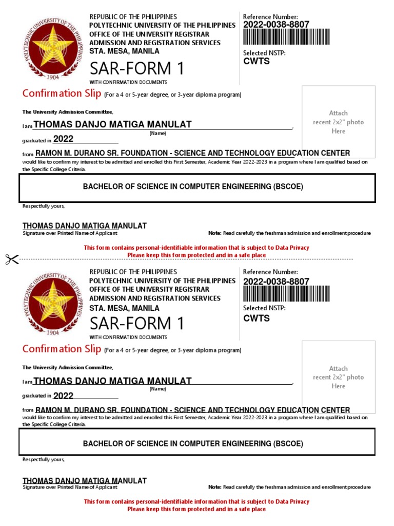 PUP Freshman Admission Confirmation 2022 | PDF | University And College ...