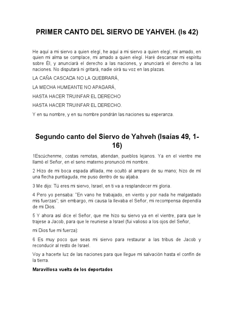 Primer Canto del Siervo de Yahveh | PDF | Jesús | Salvación