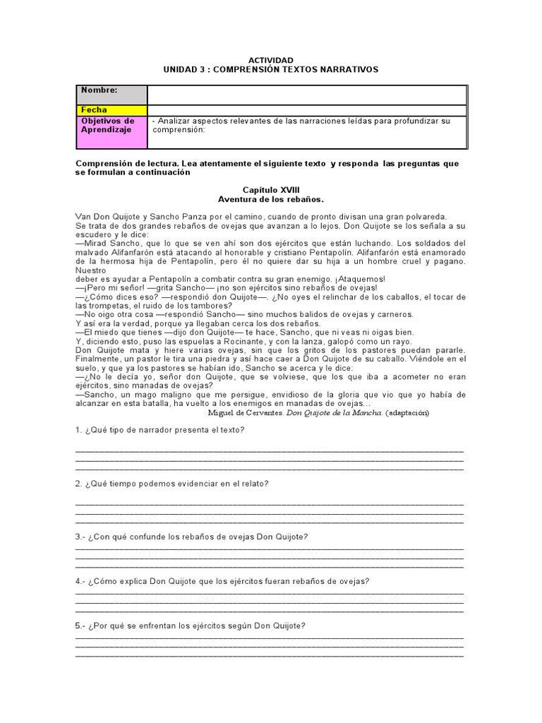 6° Actividad Comprensión Lectora. | PDF | Historia | Clásicos