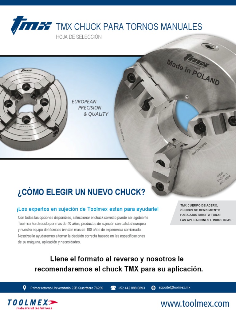 TMX Chuck para Tornos Manuales: ¿Cómo Elegir Un Nuevo Chuck? | PDF | Bienes manufacturados