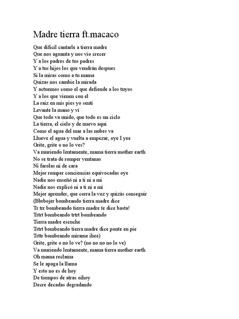 Madre Tierra FT | PDF | Artes del Lenguaje y Comunicación | Poesía