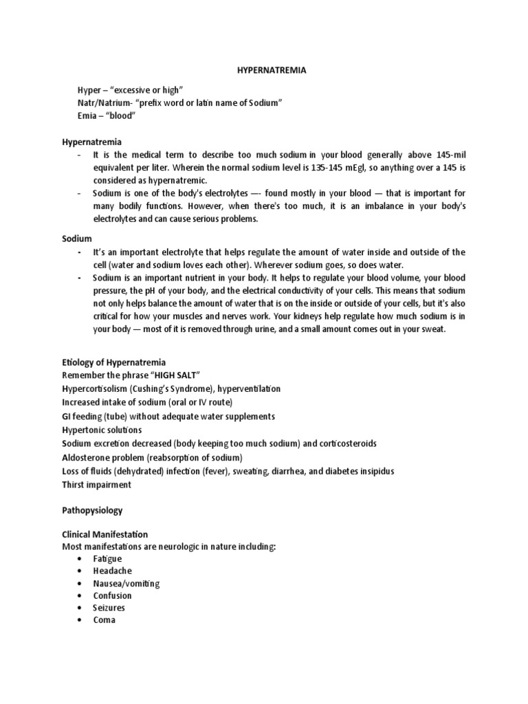 Hypernatremia | PDF | Dehydration | Sodium