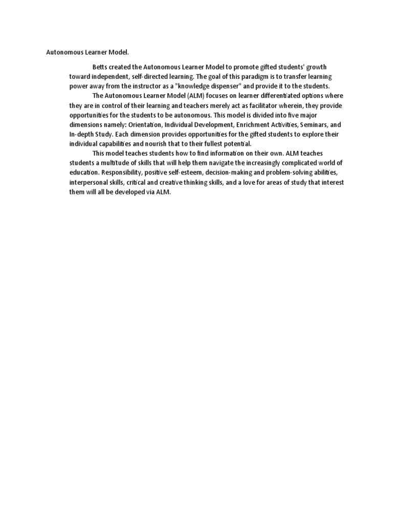 Autonomous Learner Model | PDF