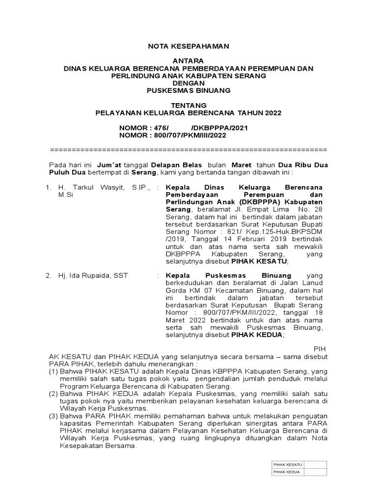 2022 Nota Kesepakatan Puskesmas 20032022 Pdf