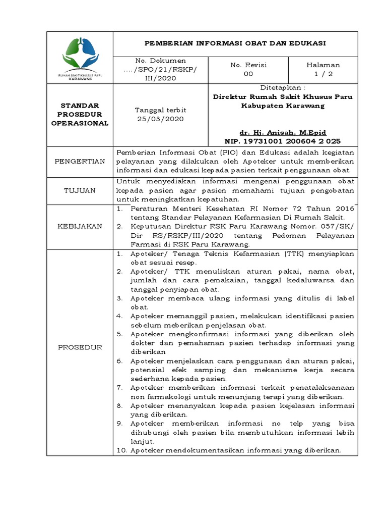 Spo - Pemberian Informasi Obat - Revisi | PDF