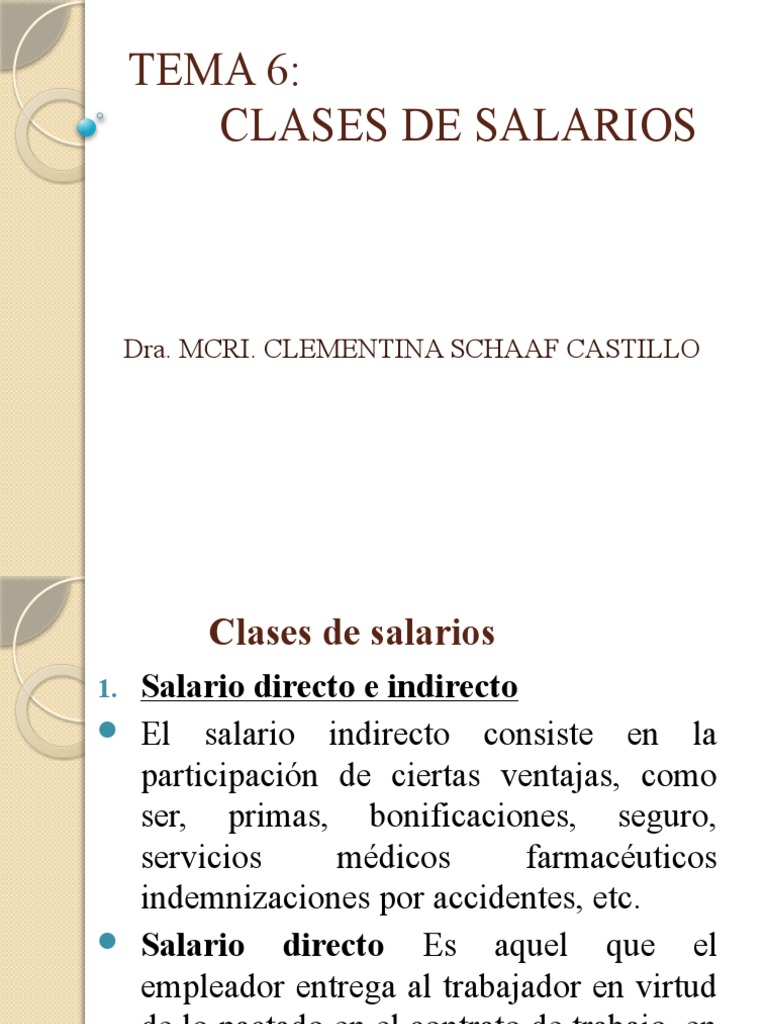 06 Tema 6 Clases de Salarios | PDF | Salario | Pieza de trabajo