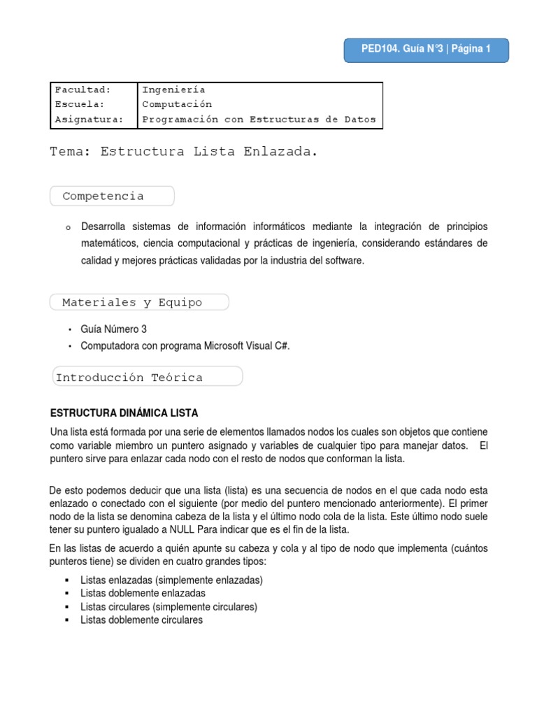 Estructura Lista Enlazada Pdf Puntero Programación De Computadora