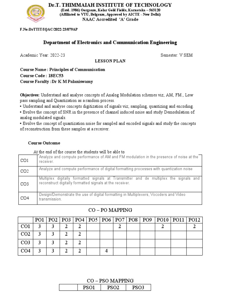 POC Lesson Plan 2022-23 | Download Free PDF | Frequency Modulation ...