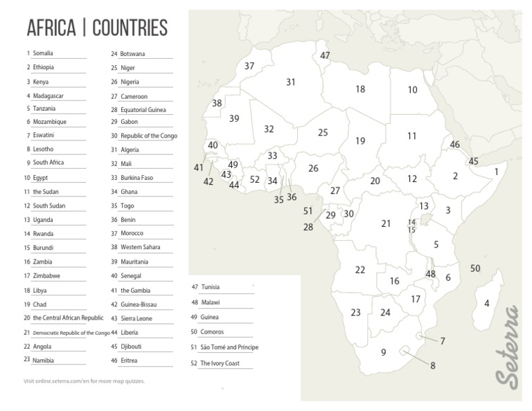 Africa Countries Map Quiz Answers | PDF | Africa