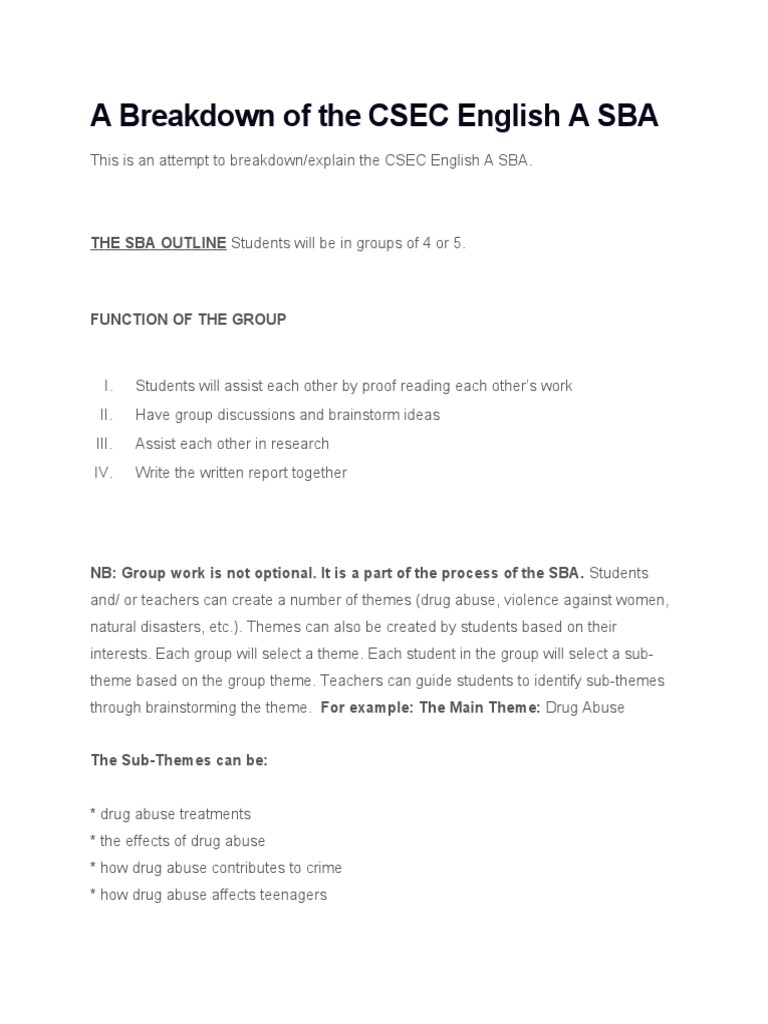 CSEC English SBA Guide | Download Free PDF | Human Communication ...