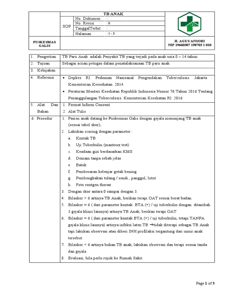 Sop TB Anak | PDF