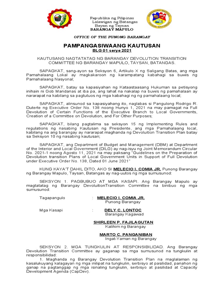 Devolution Plan | PDF