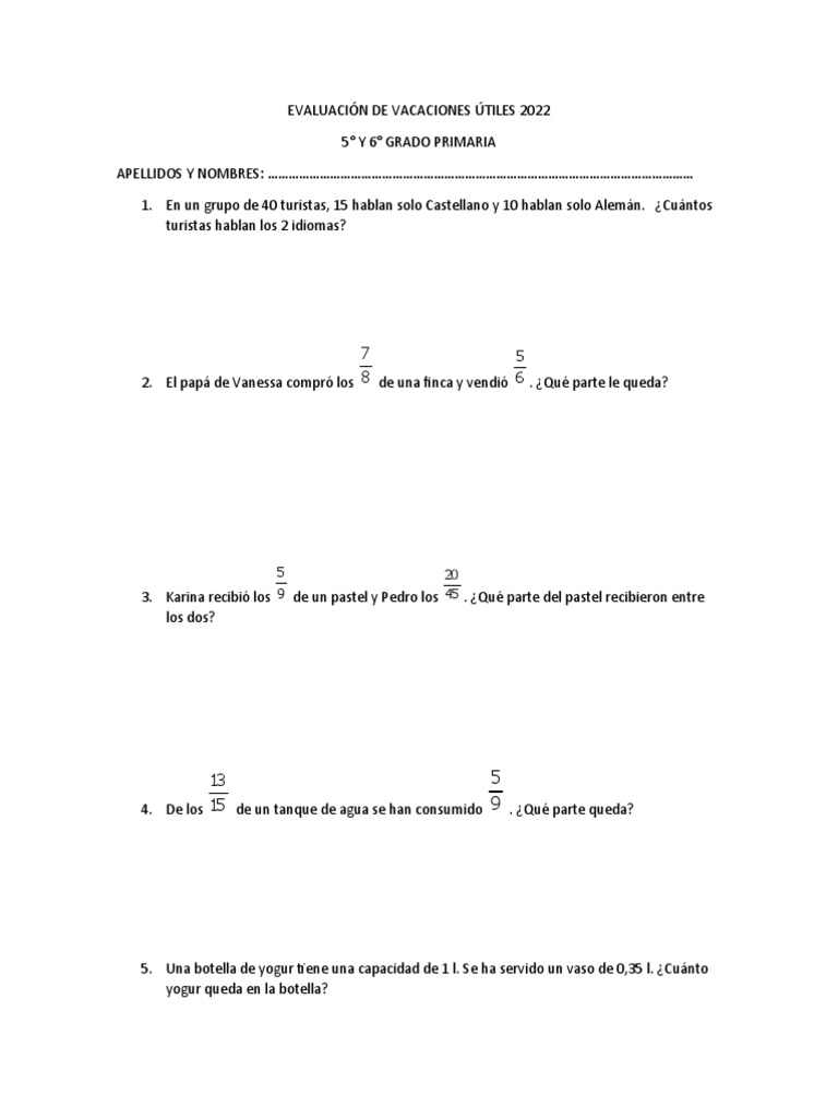Evaluación de Matem (Atica | PDF