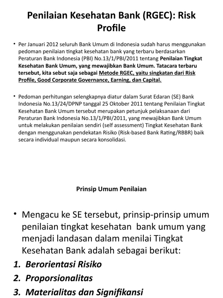 Penilaian Kesehatan Bank (RGEC) | PDF