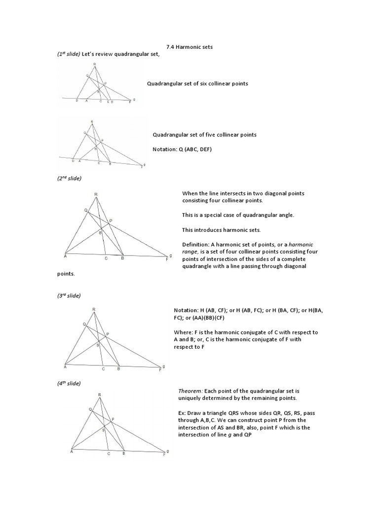 Harmonic Sets-Report Summary | PDF | Line (Geometry) | Projective Geometry