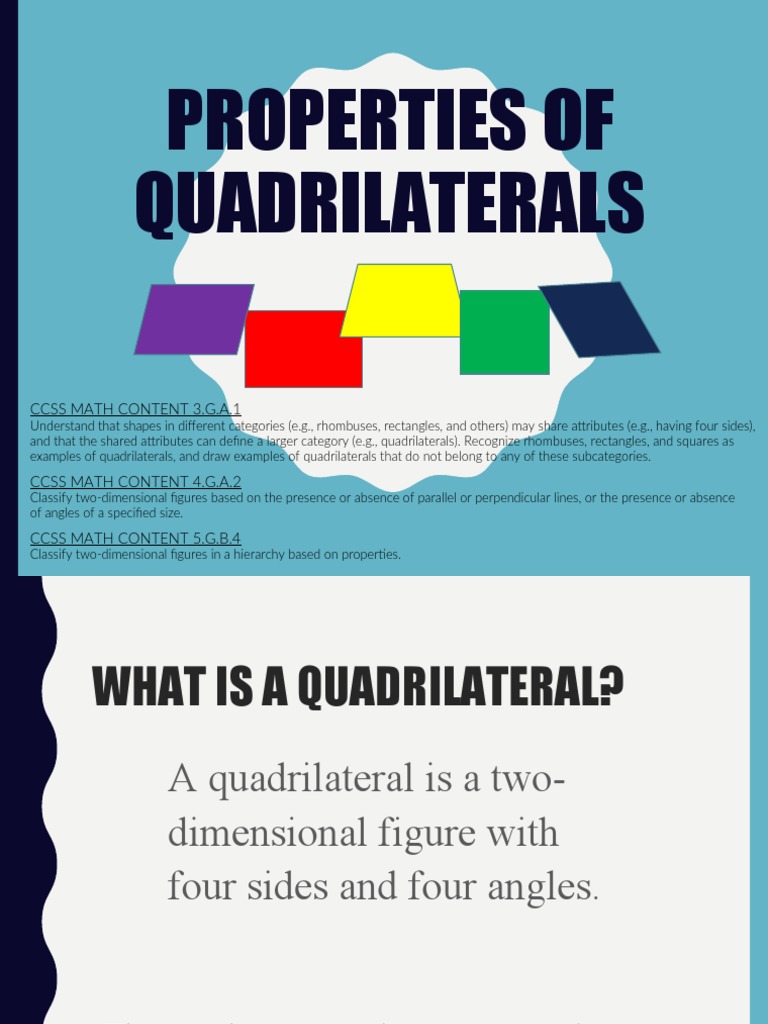 Propertiesof Quadrilaterals Power Point | PDF | Rectangle | Elementary ...