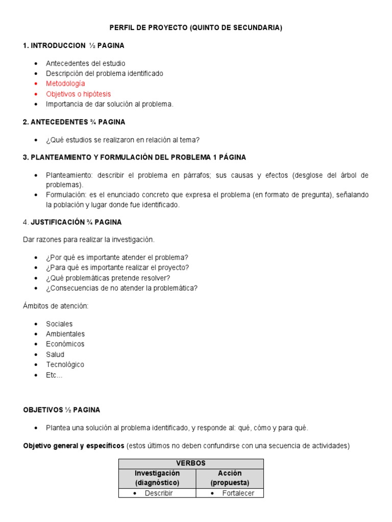 Modelo de Perfil de Proyecto 2022 | PDF | Metodología | Ciencia cognitiva