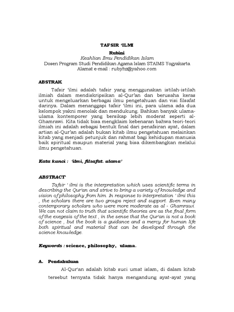 Jurnal Tafsir Ilmi | PDF