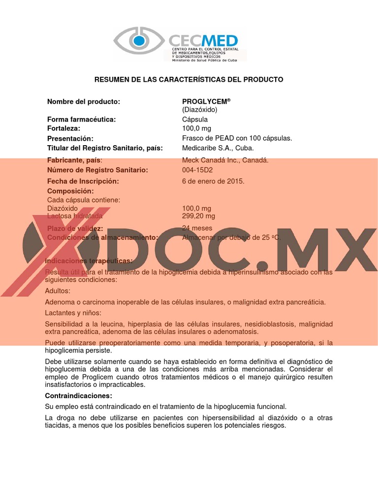 Diasoxido Proglycem | PDF | El embarazo | Amamantamiento