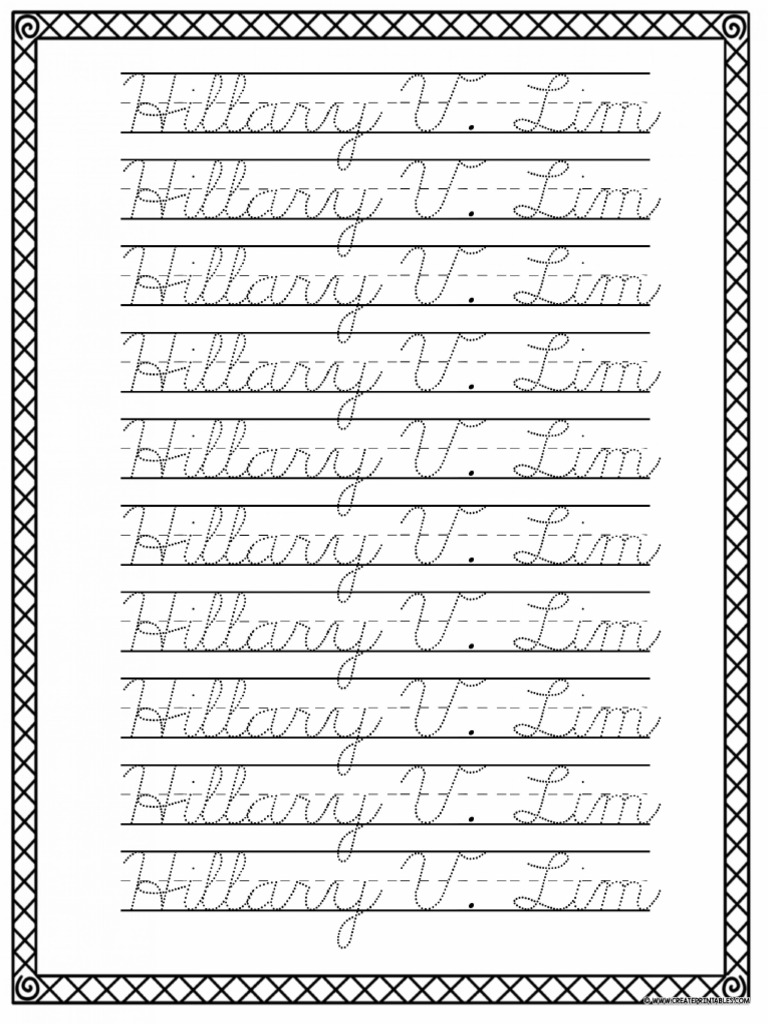 Cursive Name Tracing Worksheet AE05 735F 4CAD | PDF