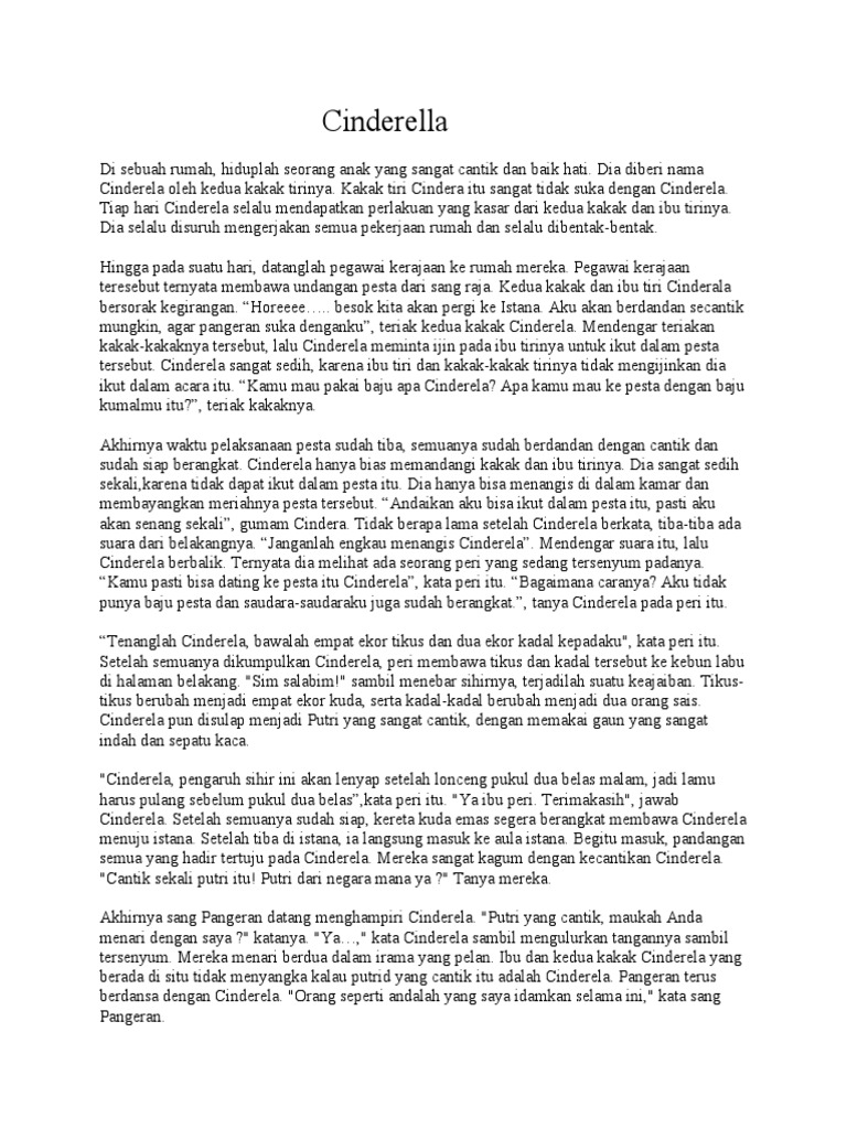Dongeng Cinderella dan Kancil | PDF