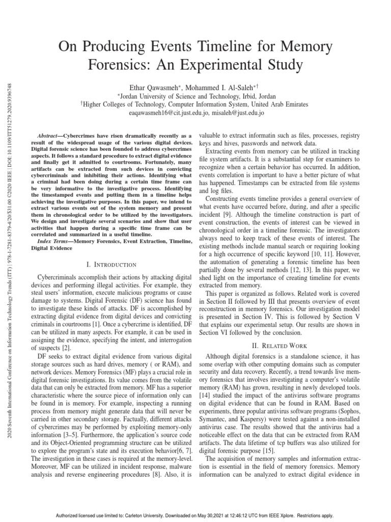 2020on Producing Events Timeline For Memory Forensics An Experimental ...