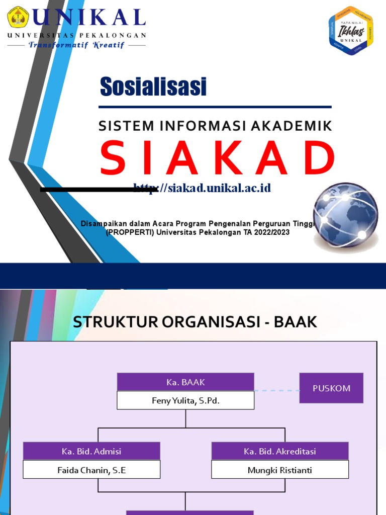 Sosialisasi SIAKAD Untuk Mahasiswa Baru UNIKAL 2022 2023 | PDF