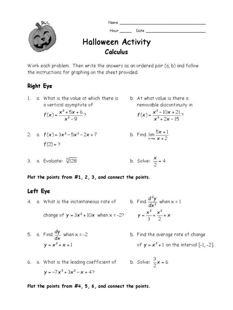 Halloween Activity Calculus | PDF | Mathematical Analysis | Mathematics