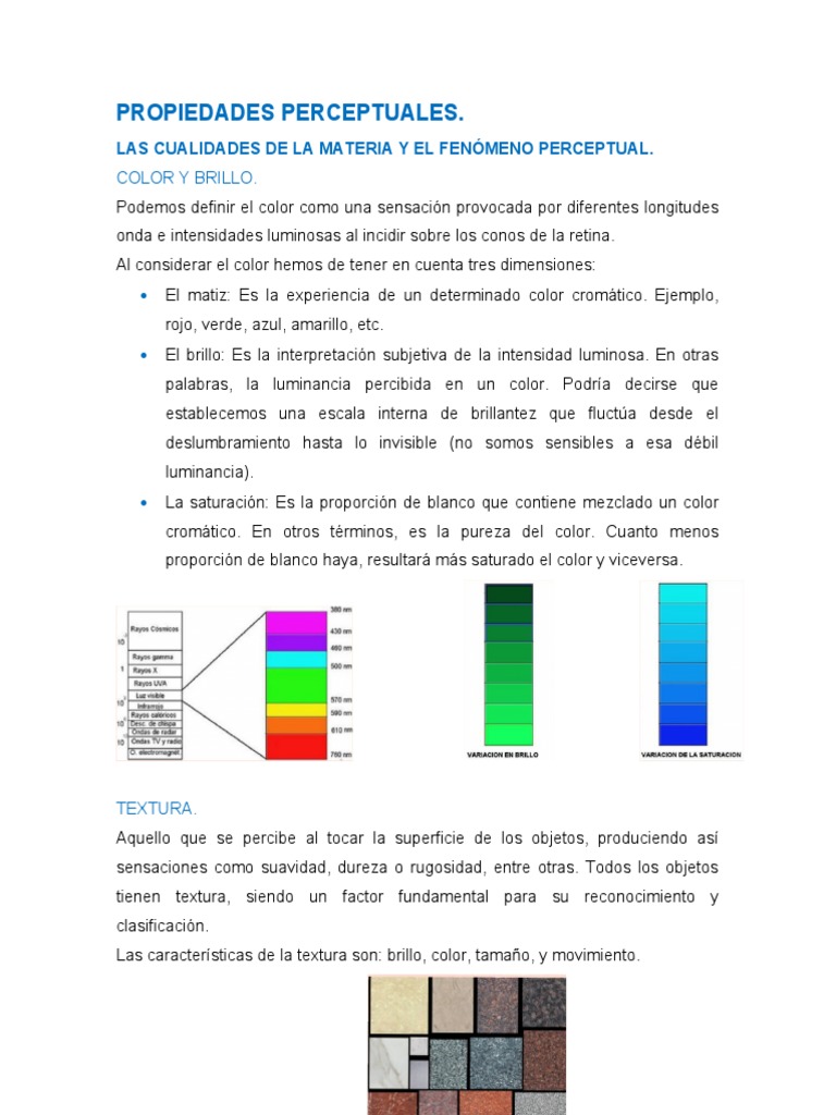 Propiedades Perceptuales | PDF | Color | Percepción