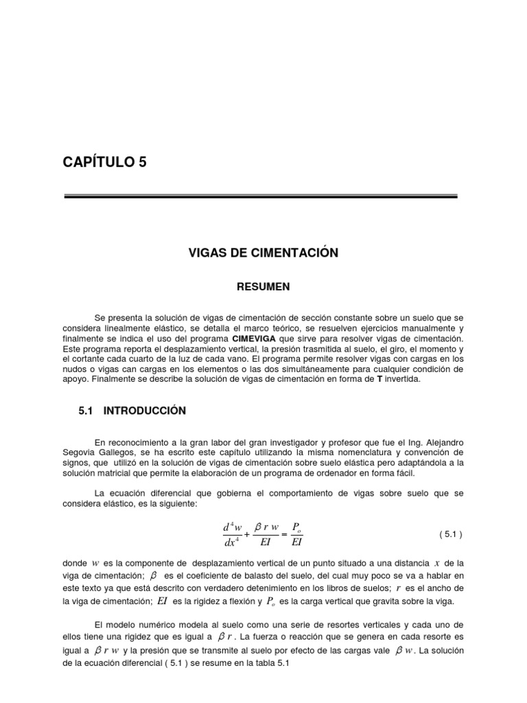 Cap5 Vigas De Cimentacion Pdf Fundación Ingeniería Ecuaciones