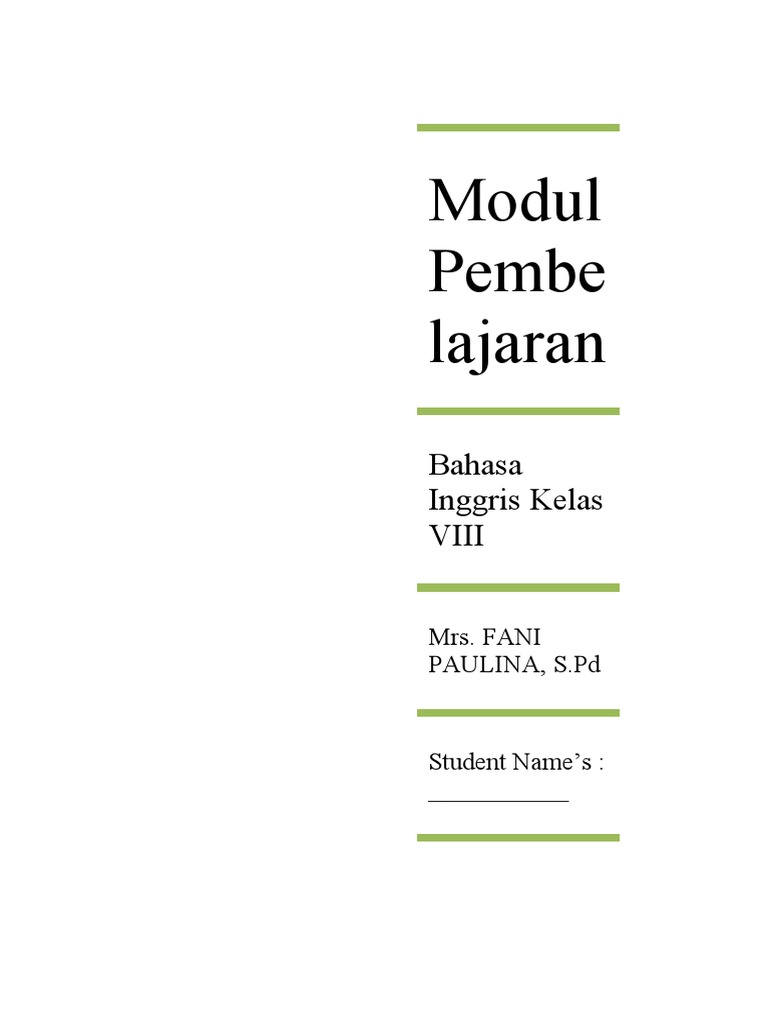 Modul Pembelajaran B.Inggris Kls 8 | PDF | Indonesian Language