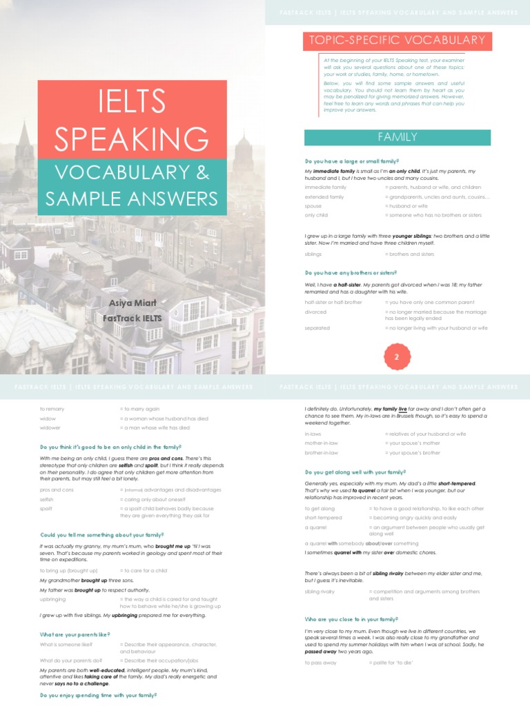 IELTS Speaking Topics 1 | PDF | Family | Academic Degree