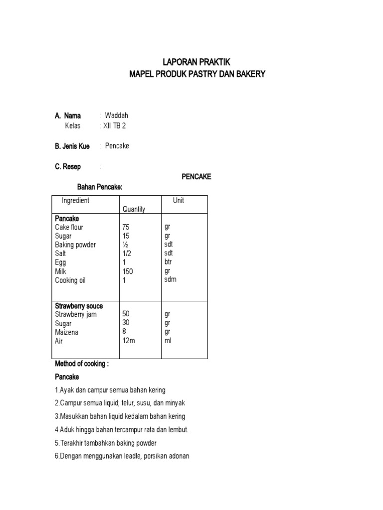 Laporan Ujian Praktik Dessert - 1 | PDF