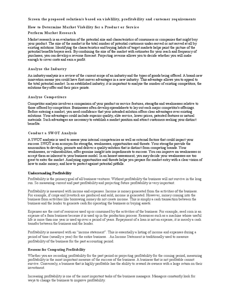 Market Viability Assessment Guide | PDF | Customer | Swot Analysis