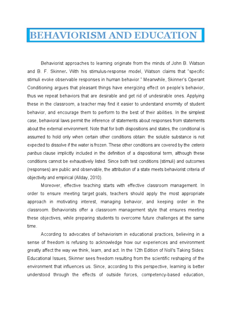 Behaviorism Template | PDF | Behaviorism | Motivational