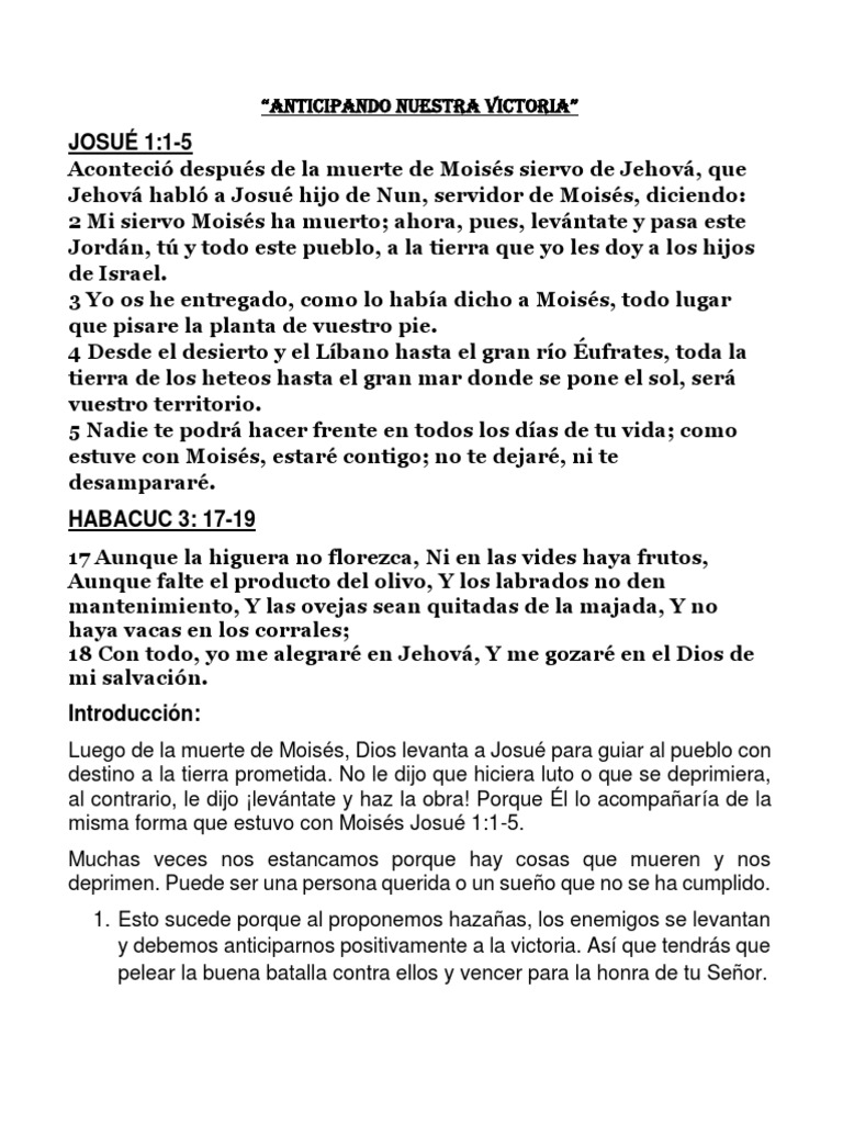 Anticipando Nuestra Victoria Josué 1 | PDF | Contenido bíblico