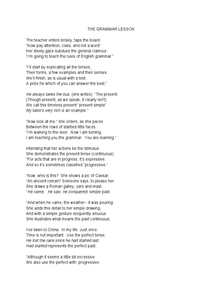 The Grammar Lesson | PDF | English As A Second Or Foreign Language ...