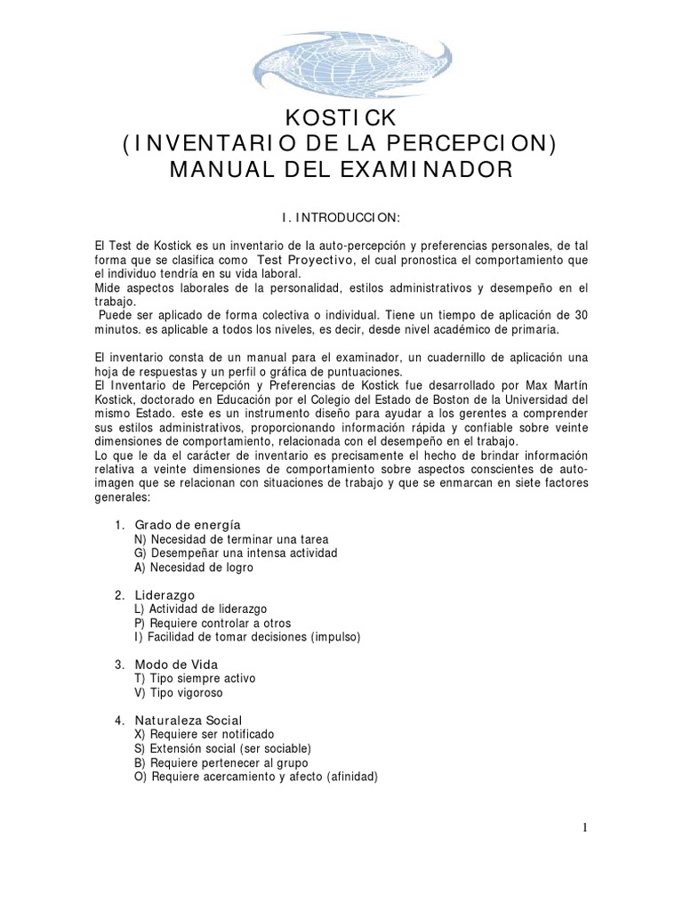 Manual Kostick | PDF | Liderazgo | Comportamiento