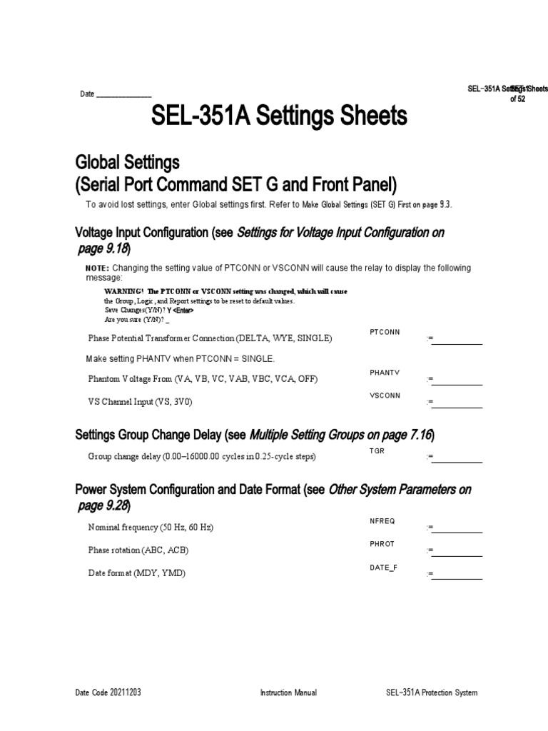 351A PS IM SettingsSheets 20211203 | PDF | Electromagnetism | Computer ...
