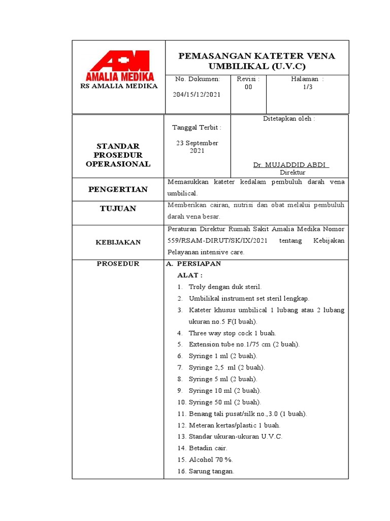Pemasangan Kateter Vena Umbilikal (U.V.C | PDF
