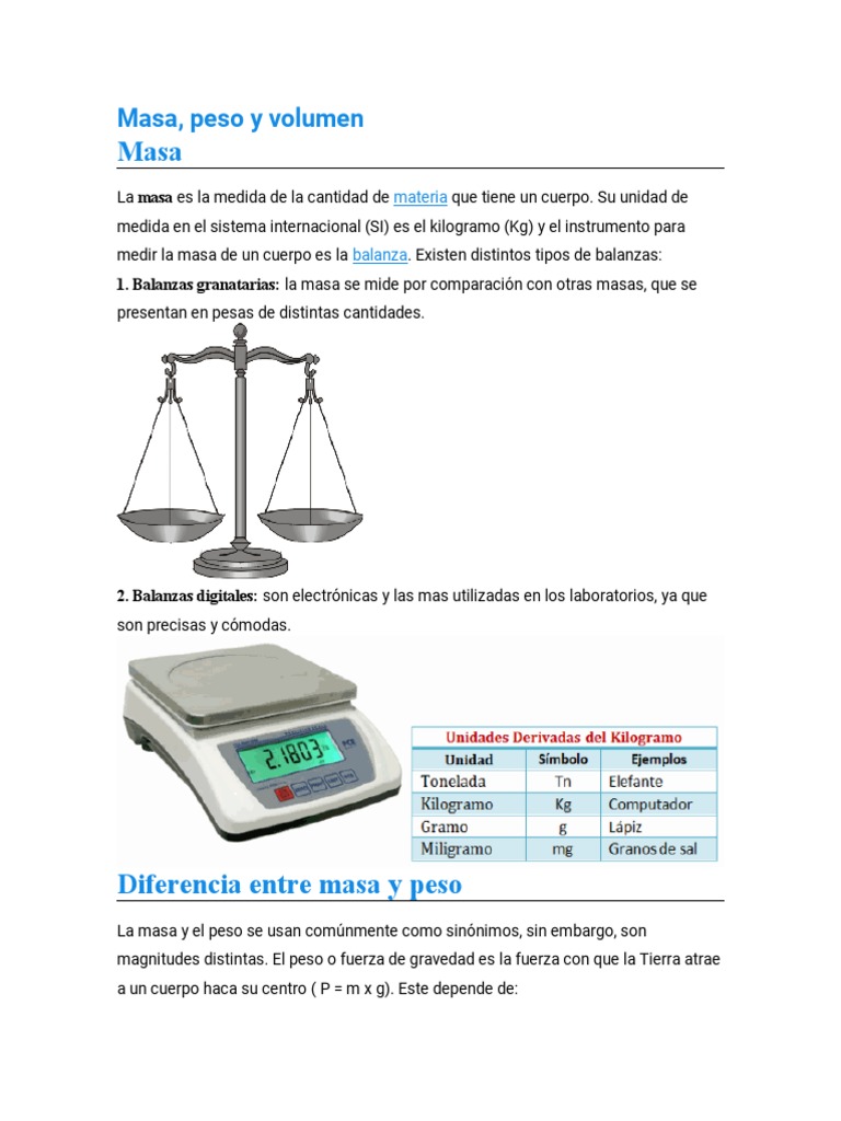 Masa, Volumen y Temperatura | PDF | Temperatura | Masa