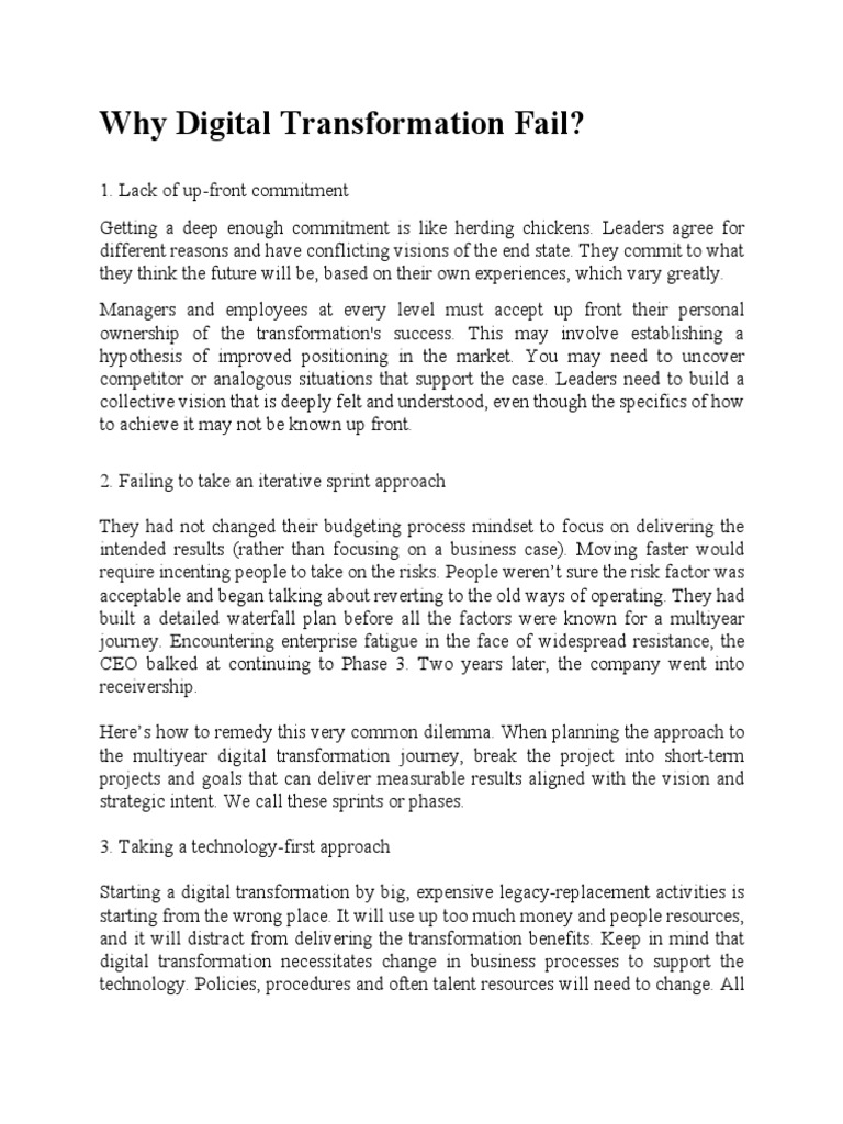 List of "Why Digital Transformation Fail" | PDF | Business