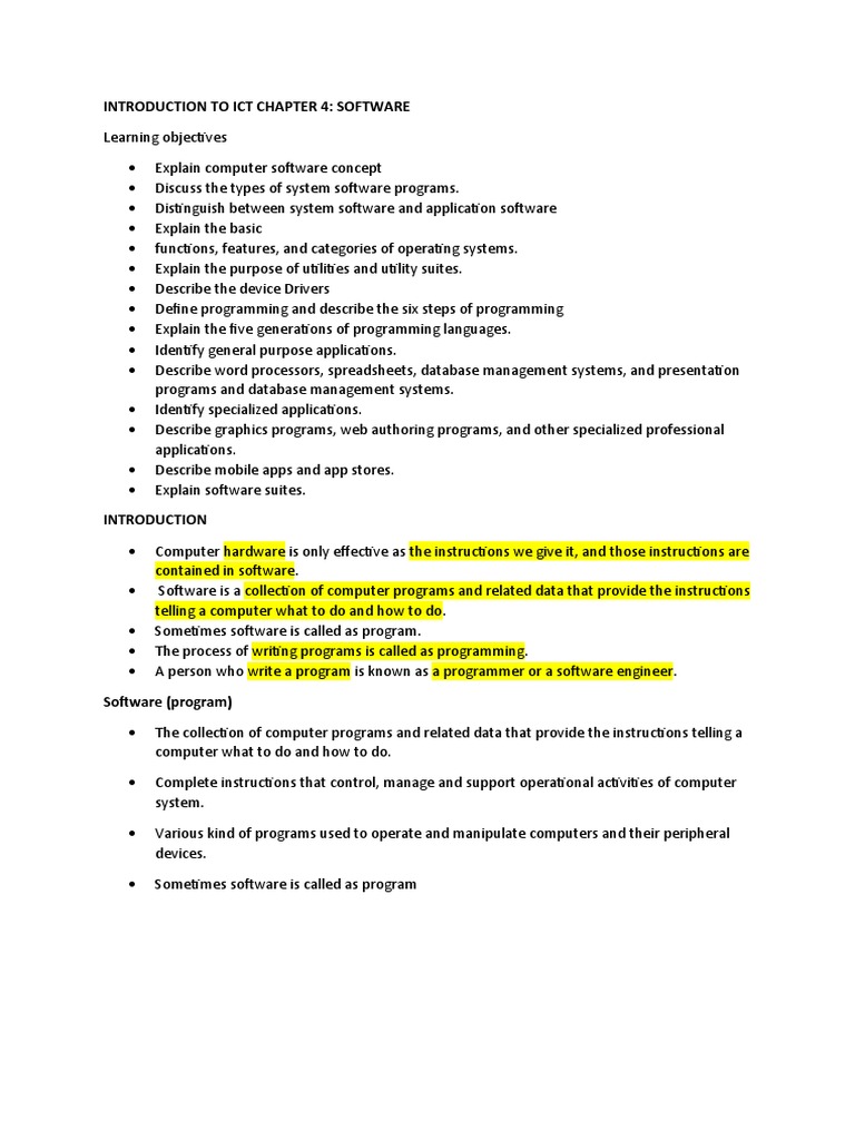 Introduction To Ict Chapter 4 | PDF | Computers