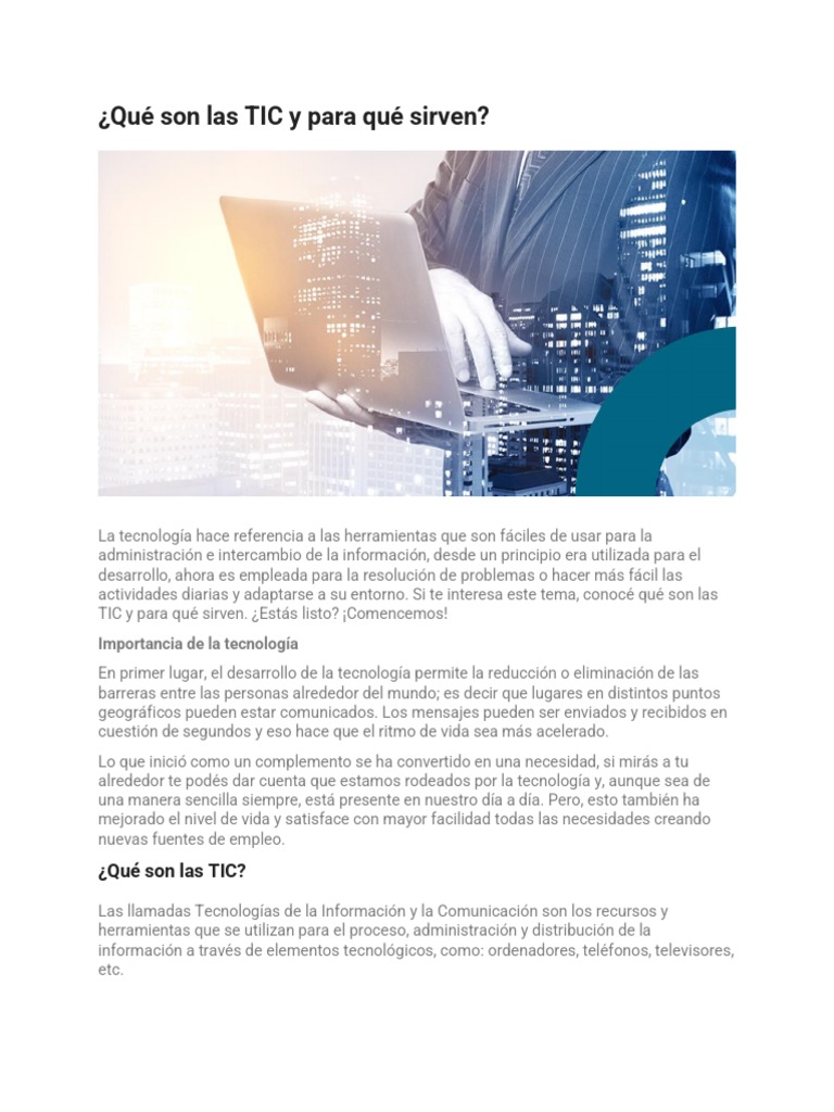 Qué Son Las TIC y para Qué Sirven | PDF | Tecnología de información y comunicaciones | Comunicación