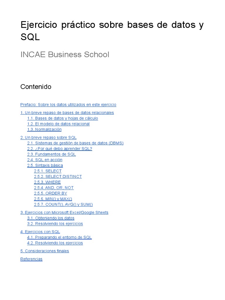Ejercicio Práctico Sobre Bases de Datos y SQL | PDF