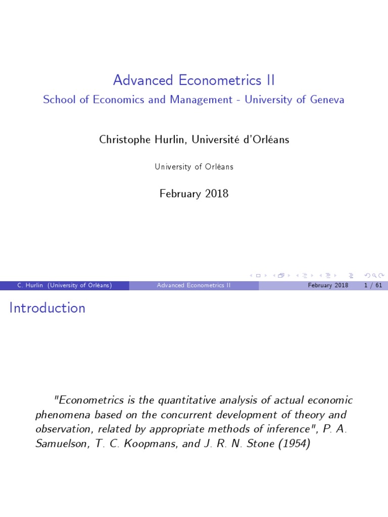 Advanced Econometrics | PDF | Econometrics | Time Series