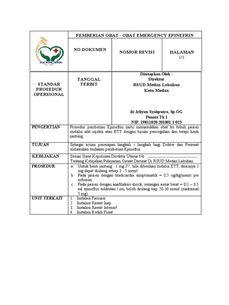 Pemberian Obat Obat Emergency Epinefrin Pdf