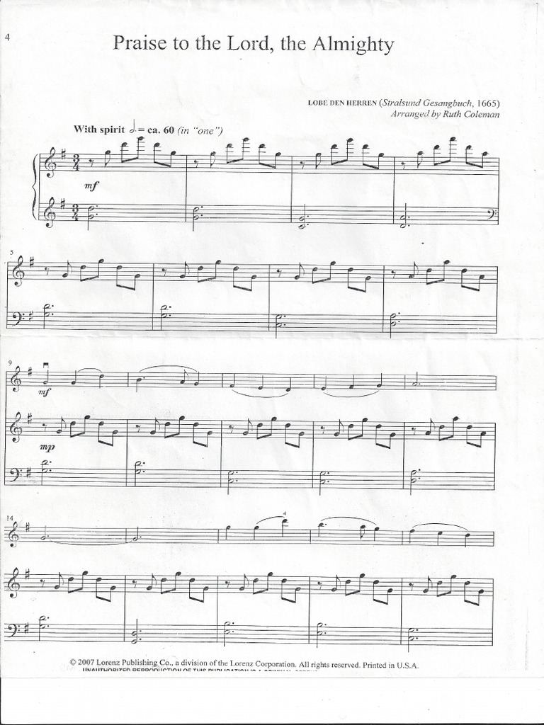 Praise To The Lord, The Almighty | PDF