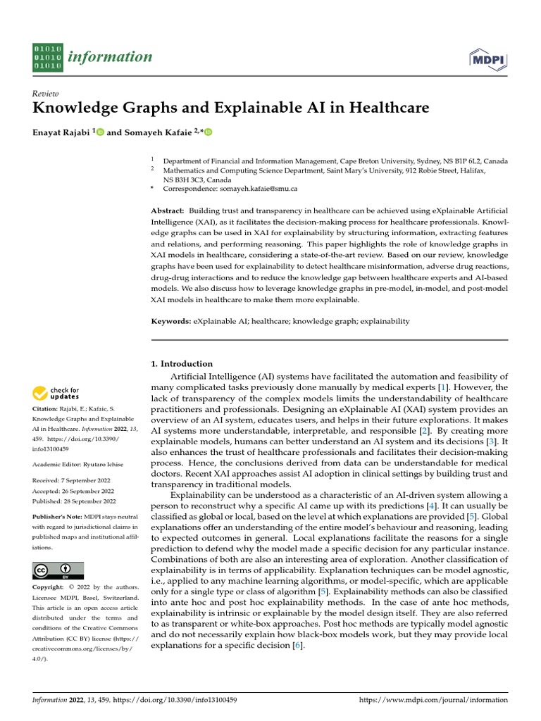 Information: Knowledge Graphs and Explainable AI in Healthcare | PDF | Machine Learning ...